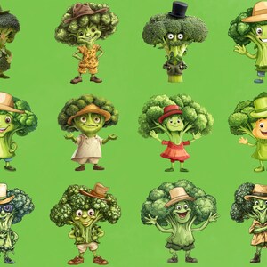 Funny Broccoli Clipart | Cute Vegetable Characters for Creative ...