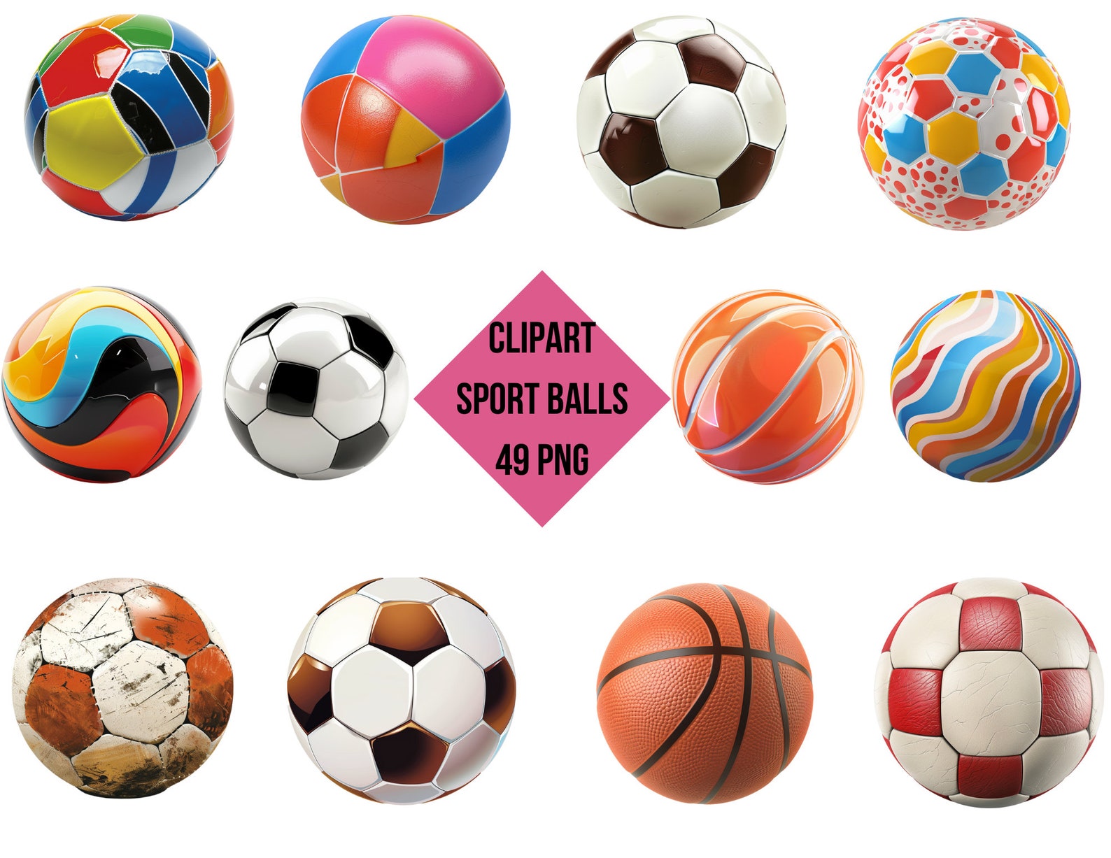 Clipart Sport Balls Set | Colorful Sport Balls 49 PNG | Digital Print ...