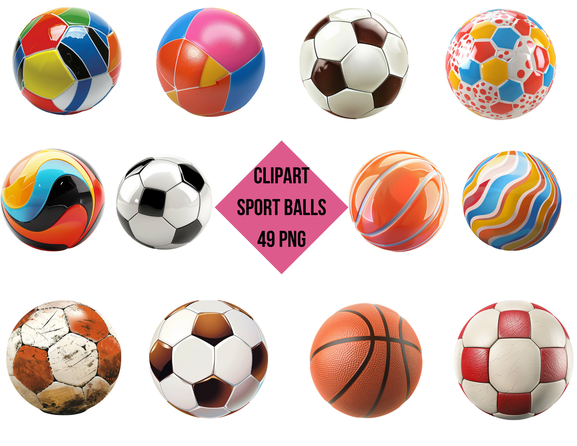 Clipart Sport Balls Set | Colorful Sport Balls 49 PNG | Digital Print ...