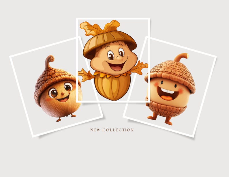 Clipart Funny Acorns | Pretty Acorns PNG | Digital Print Cute Decor ...