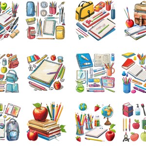 Clipart School Supplies | School Supplies PNG | Digital Print School ...
