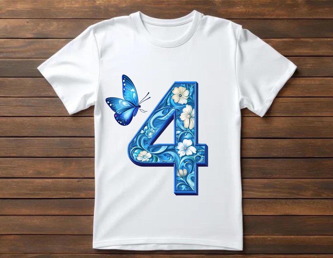 Butterfly Numbers Clipart, Blue Floral Number PNG, Elegant Number Art ...