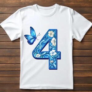 Butterfly Numbers Clipart, Blue Floral Number PNG, Elegant Number Art ...