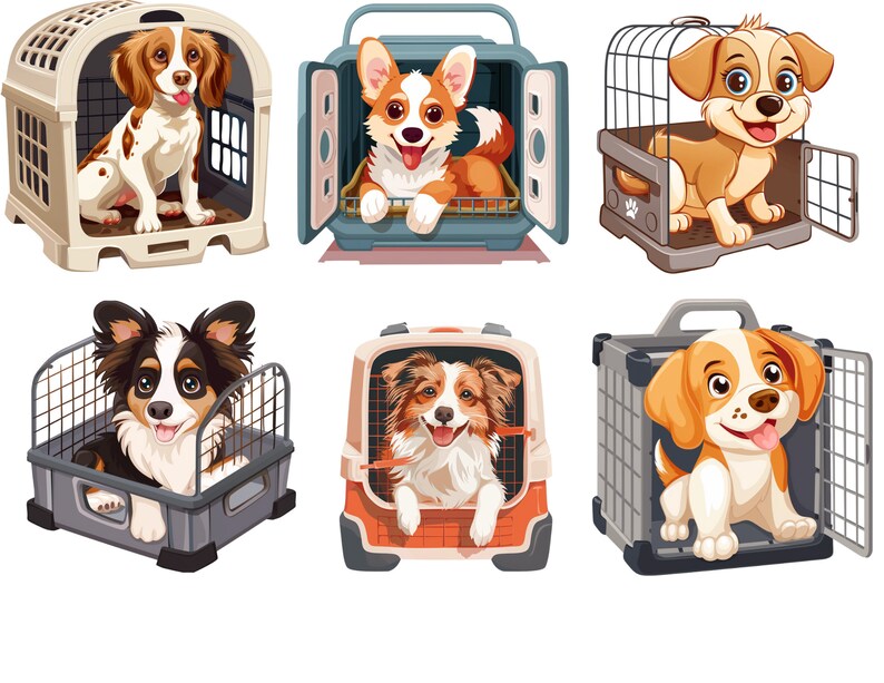 Clipart Dog Crates | Dog Crates PNG | Digital Print Dog Crates ...