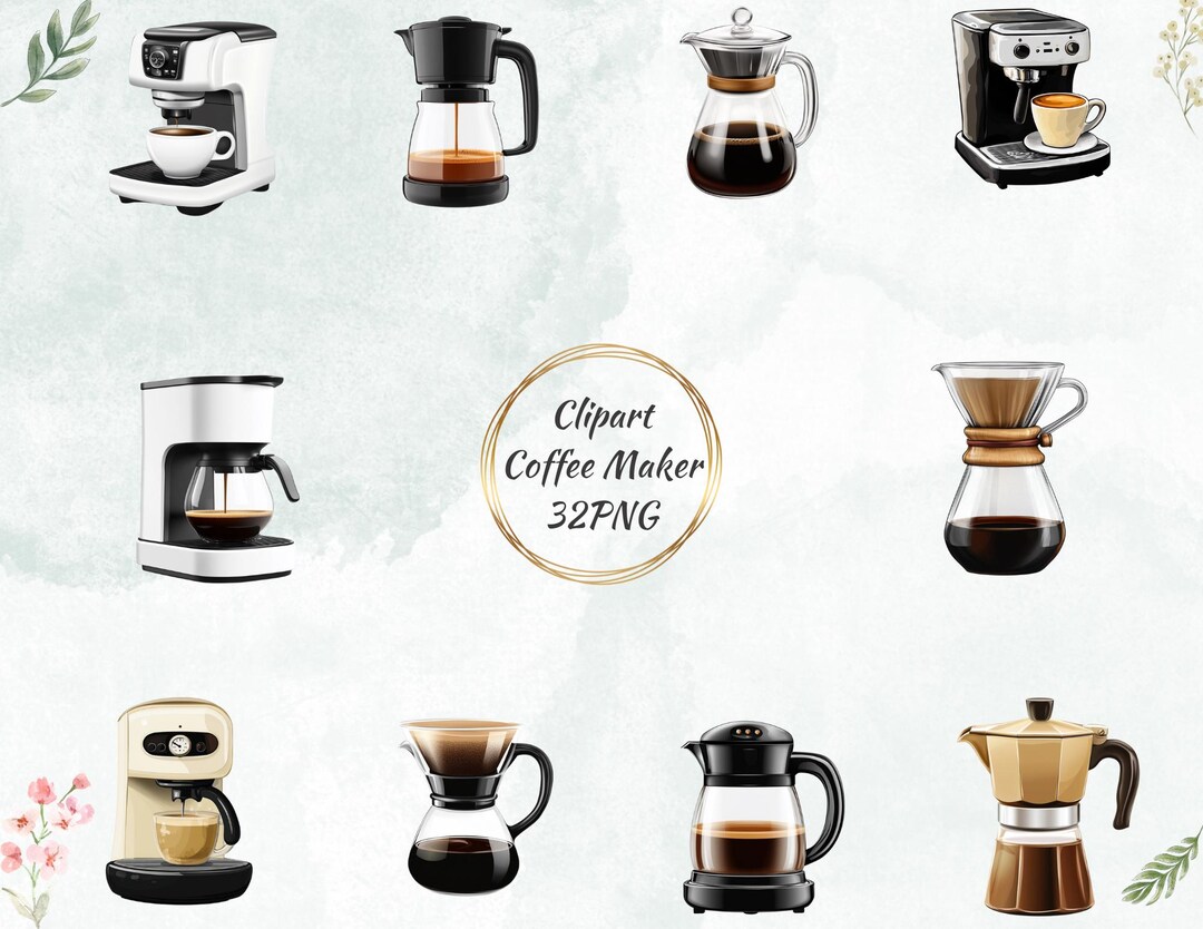 Coffee Maker Clipart Bundle, Modern Coffee Makers, Coffe PNG, Coffee ...