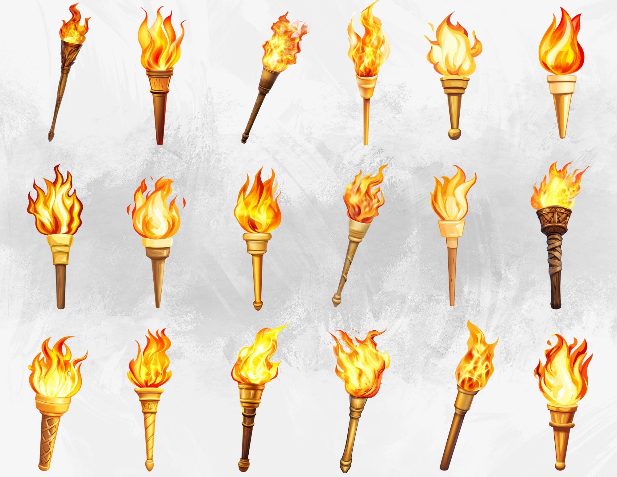 Torches Clipart Collection | 50 Pngs | Ideal for Adventure and Fantasy ...