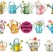 Watering Cans Clipart Bundle | Floral Garden PNG | Digital Spring Water ...