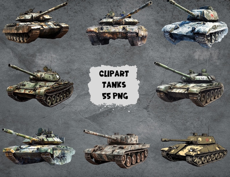 Clipart Tanks | Army Tanks 55 PNG | Digital Print Tanks Decor | Military Tanks | Transparent ...