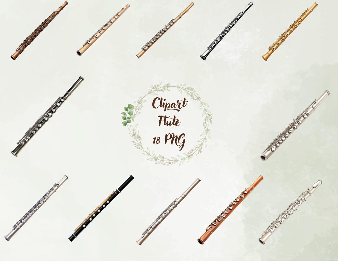 Flute Clipart Bundle | Fancy Flute PNG | Digital Print Musical ...