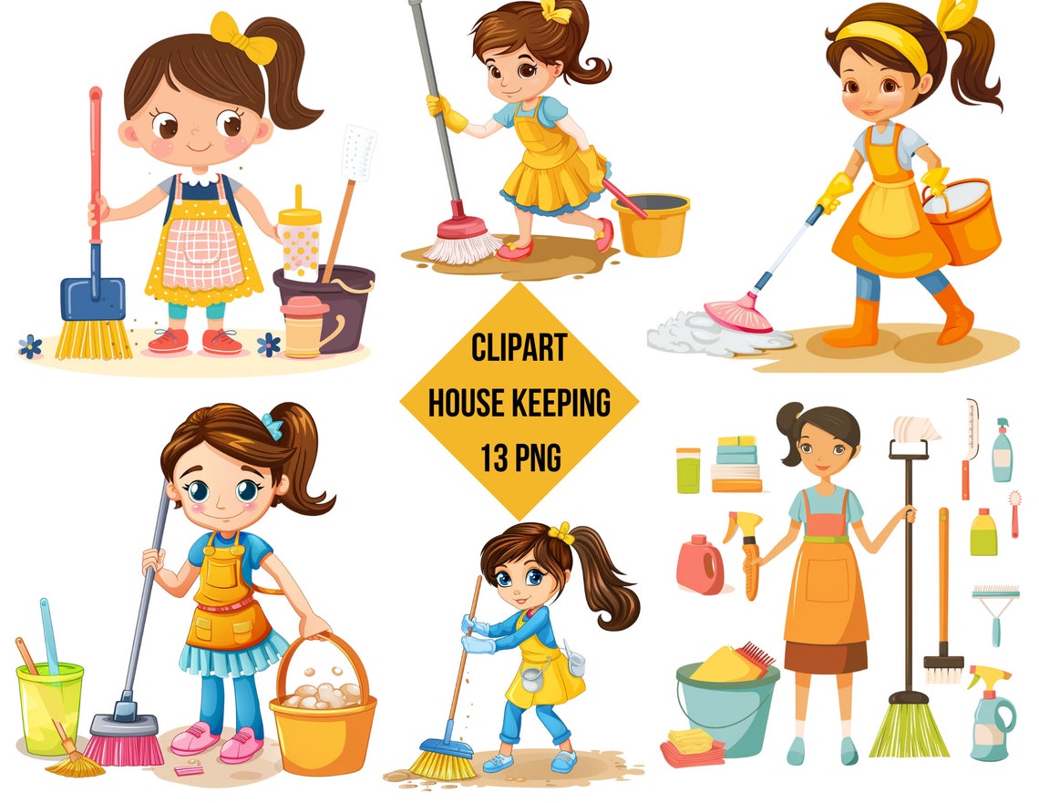 Clipart Housekeeping | Housekeeping PNG | Digital Print Housekeeping ...