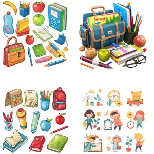 Clipart School Supplies | School Supplies PNG | Digital Print School ...