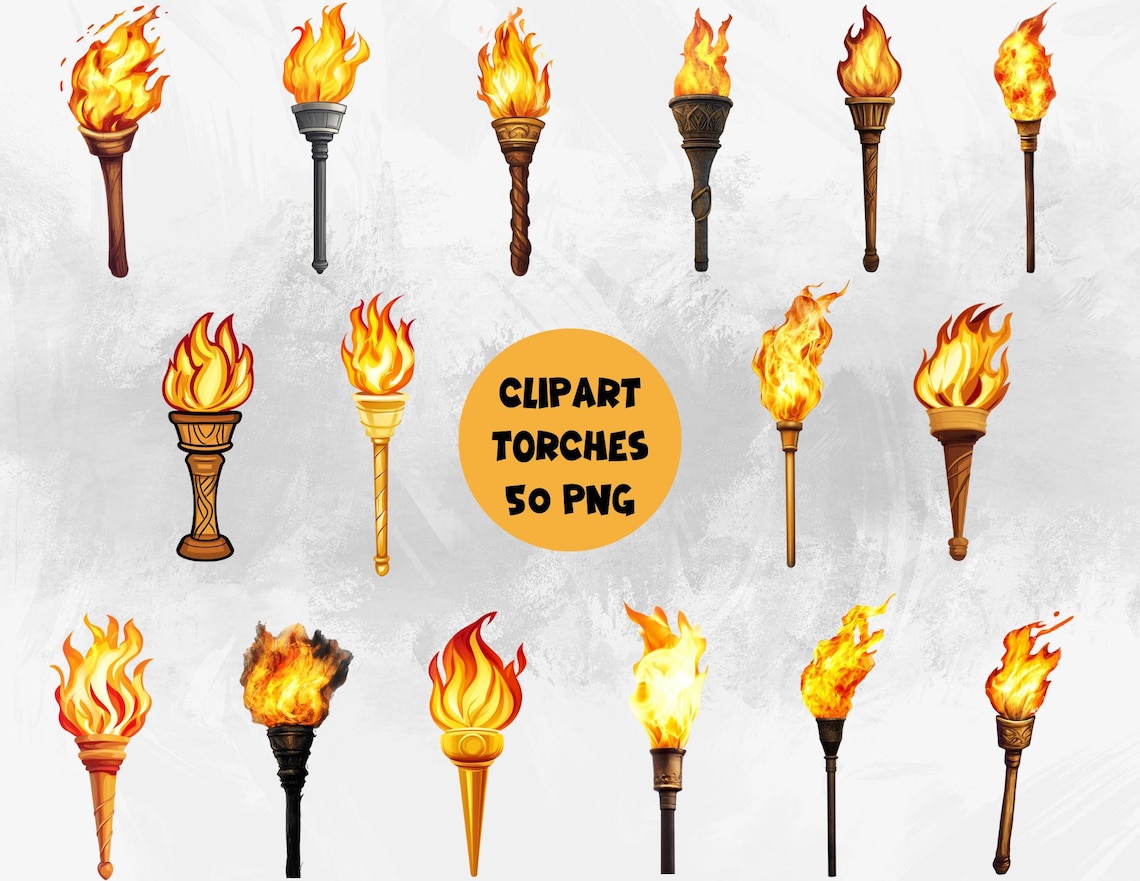 Torches Clipart Collection | 50 Pngs | Ideal for Adventure and Fantasy ...