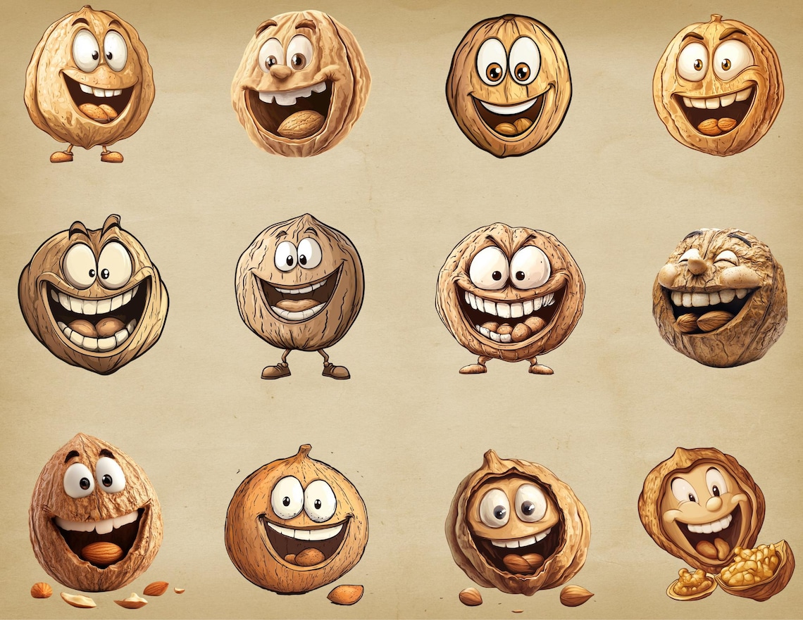 Funny Nuts Clipart | Cute Nuts 40 PNG | Digital Print Nuts Decor ...