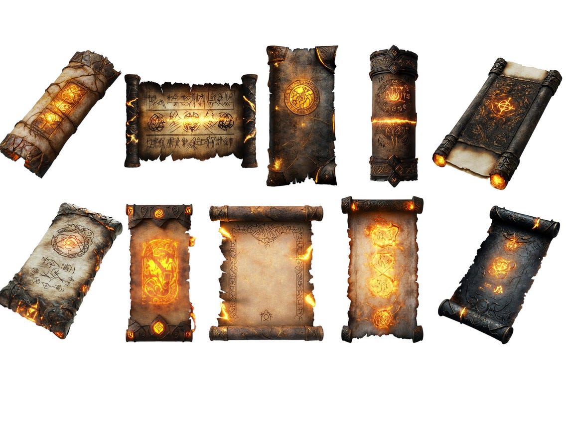 Burning Scroll Clipart Bundle: Magical Fire Pngs (digital Download) - Etsy
