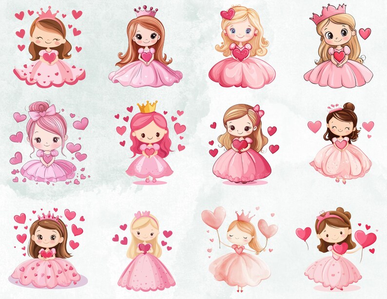 Clipart Pretty Princesses Bundle | 80 PNG | Castles, Cute Cars and ...