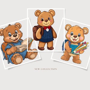 Clipart Cute School Bears | 29 Pngs | Adorable School Bear Designs ...