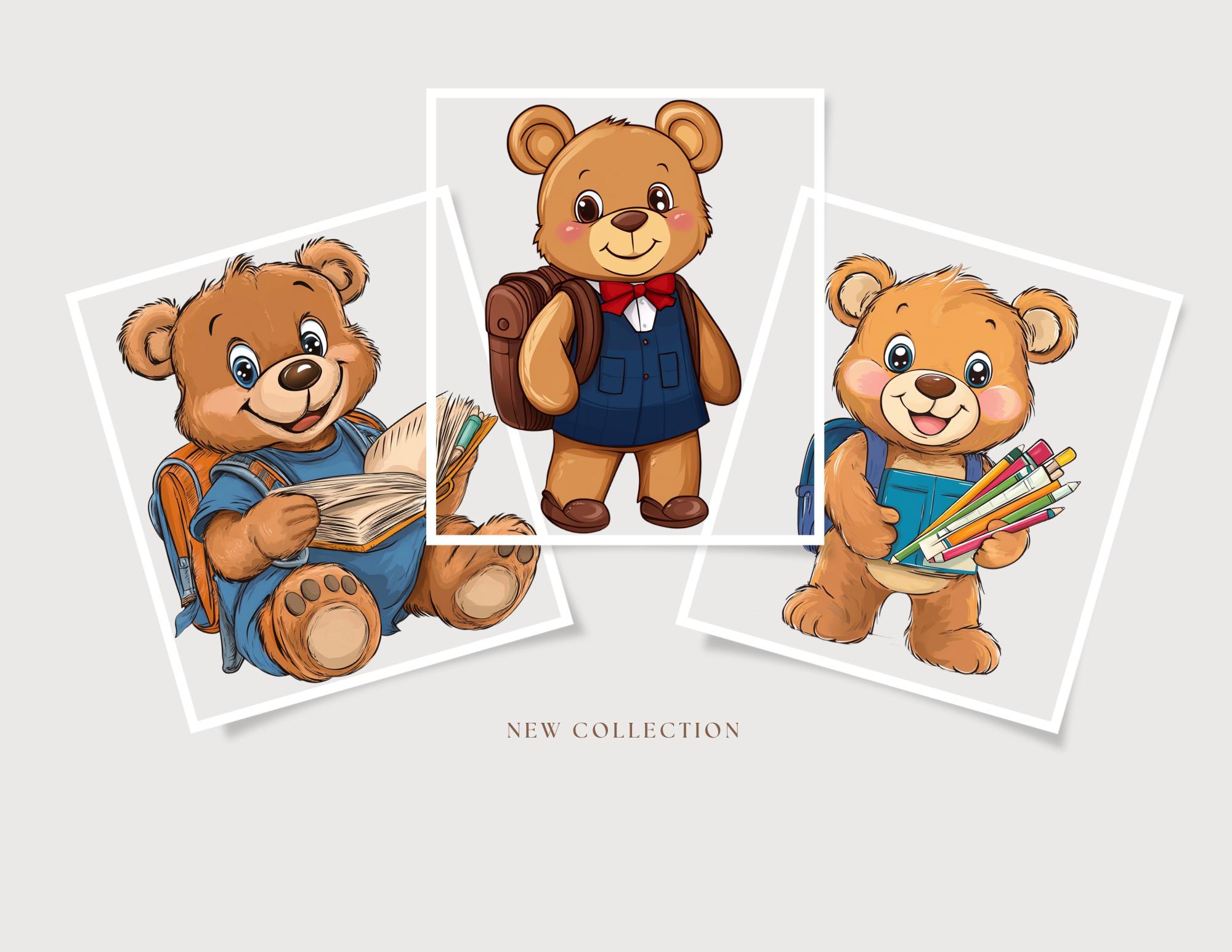 Clipart Cute School Bears | 29 Pngs | Adorable School Bear Designs ...