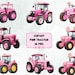 Clipart Pink Tractors, Tractors With Flowers 36 PNG, Digital Print Cute ...