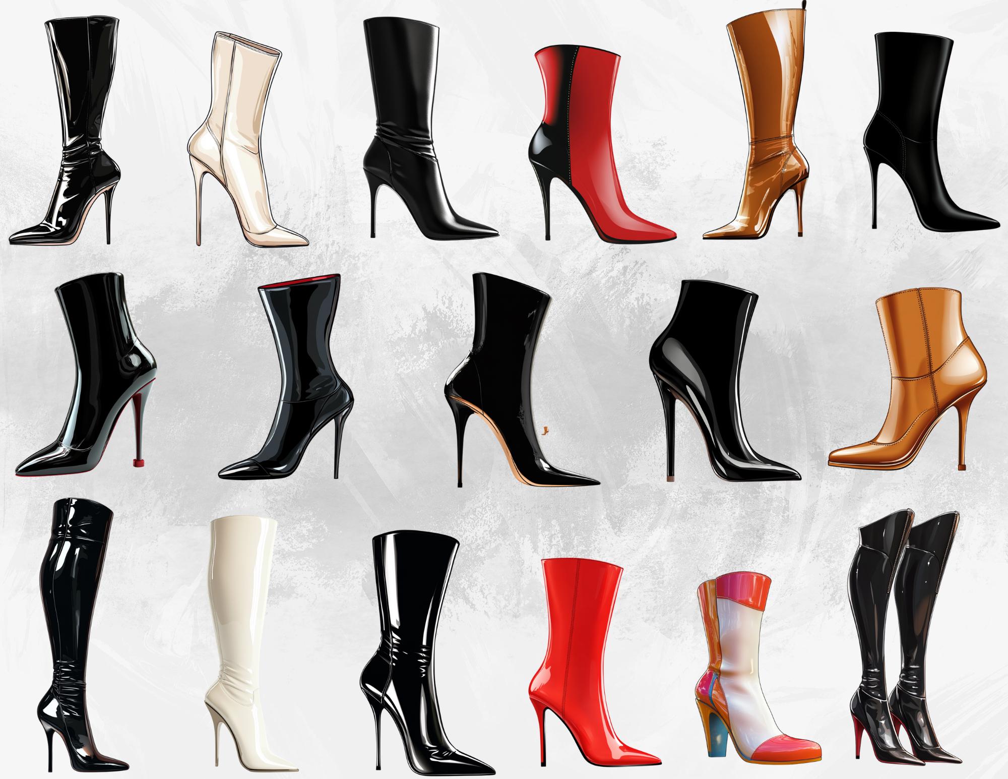 Stylish High Heel Boots Clipart, Trendy Digital Fashion 45 PNG ...