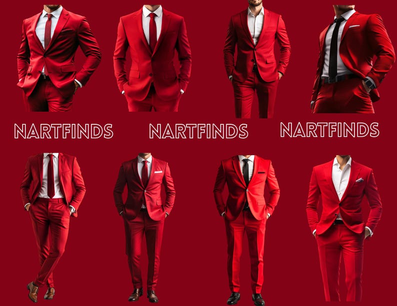 Red Suits Clipart Bundle | 24 PNG Elegant Formal Designs | Fancy Suits ...