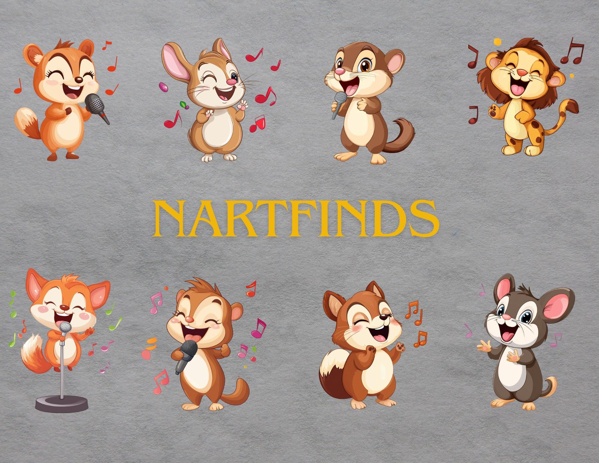Adorable Singing Animals Clipart | Fun Clipart for Music Lovers | PNG ...