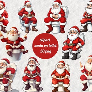 Funny Santa on Toilet Clipart Bundle | 20 PNG Funny Christmas Designs ...