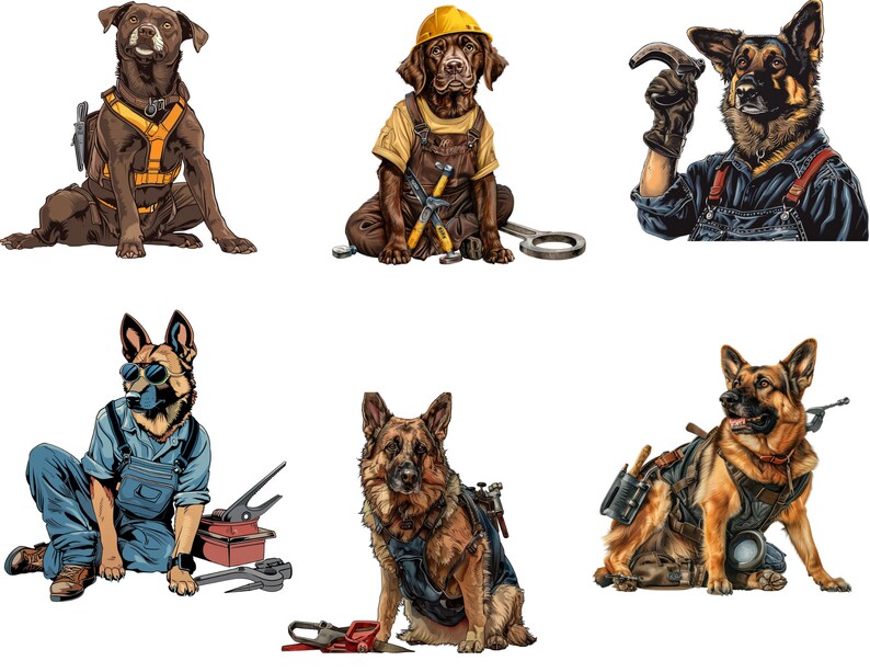 Clipart Working Dog Tool Holters | Working Dog With Tools PNG ...