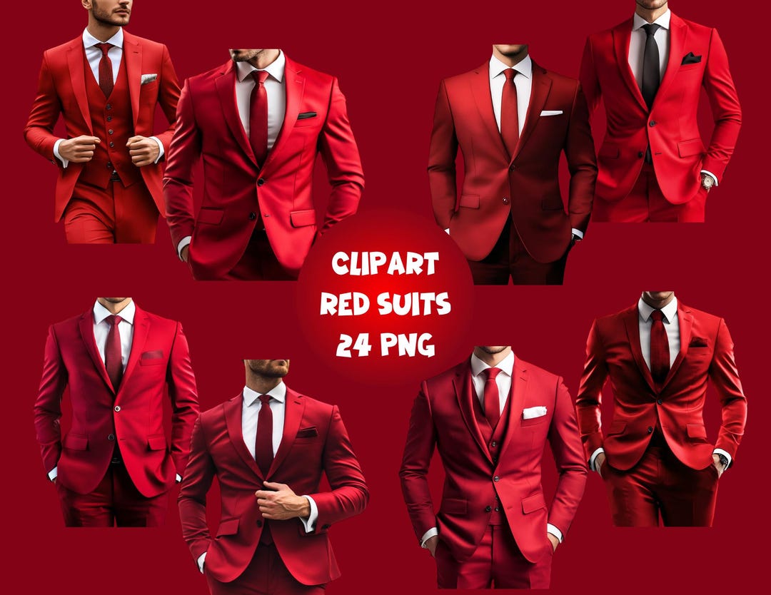 Red Suits Clipart Bundle | 24 PNG Elegant Formal Designs | Fancy Suits ...
