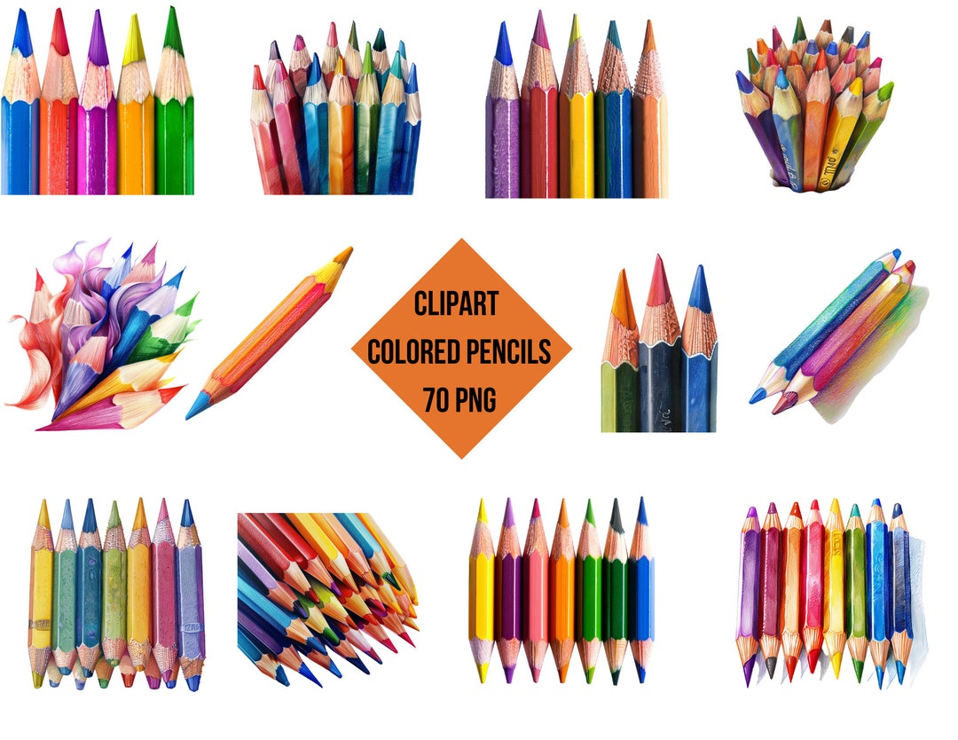 Clipart Colored Pencils Set | Colored Pencils PNG Digital Print Colored ...