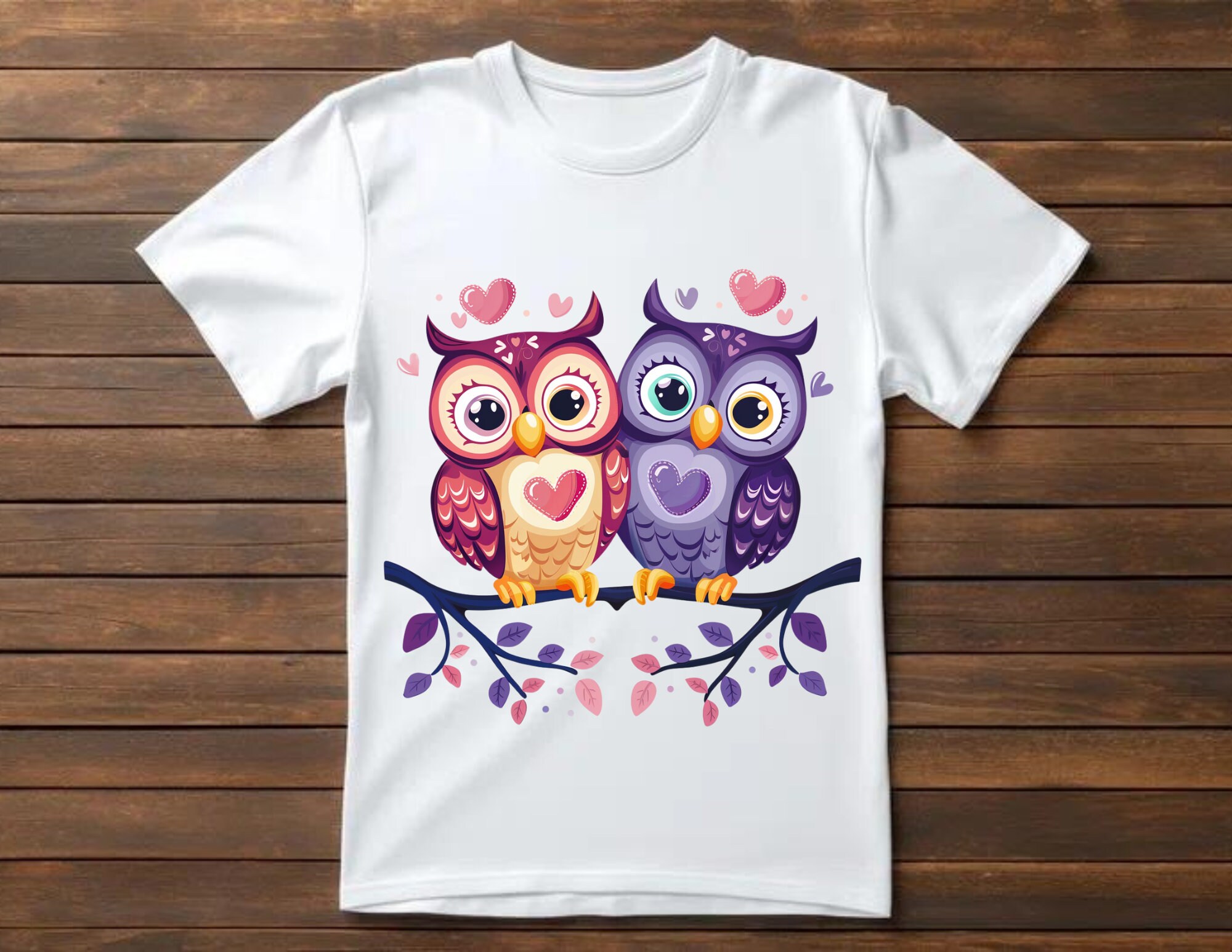 Clipart Owls With Hearts | Pretty Owls With Love PNG | Digital Print ...