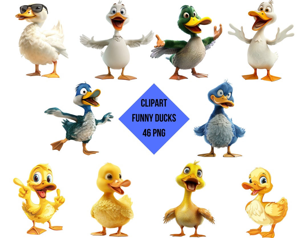 Clipart Pretty Ducks | Funny Ducks PNG | Digital Print Adorable Ducks ...