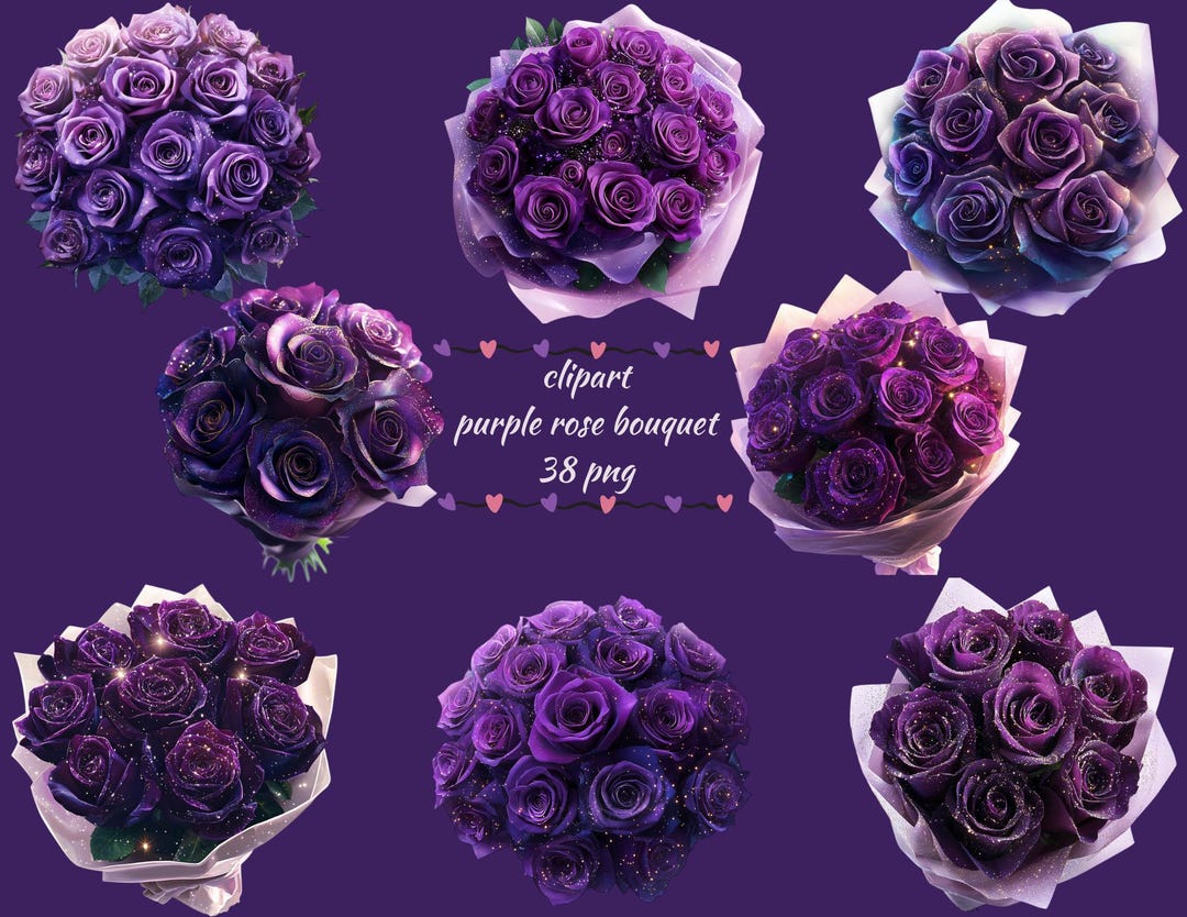 Purple Rose Bouquet Clipart: Luxury Floral Pngs (digital Download) - Etsy