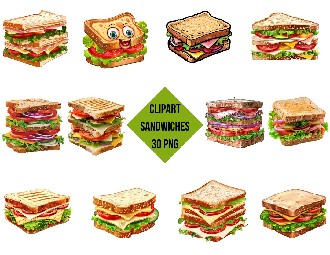 Delicious Sandwiches Clipart Set | Illustrations for Culinary Design ...