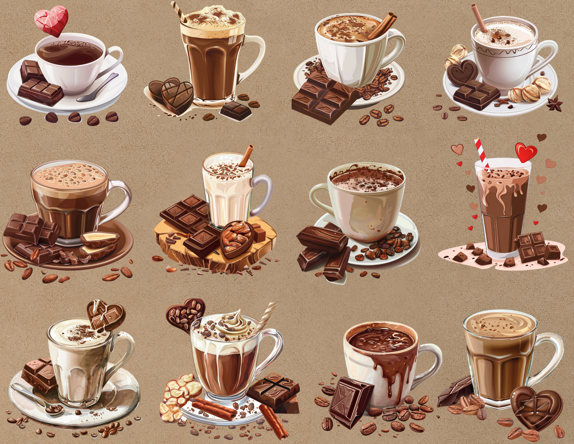 Clipart Cocoa Milk | Cocoa Drink PNG | Digital Print Choco Milk | Cozy ...
