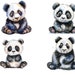 Panda Bears Clipart Adorable Panda Bears PNG Digital Print Decor ...