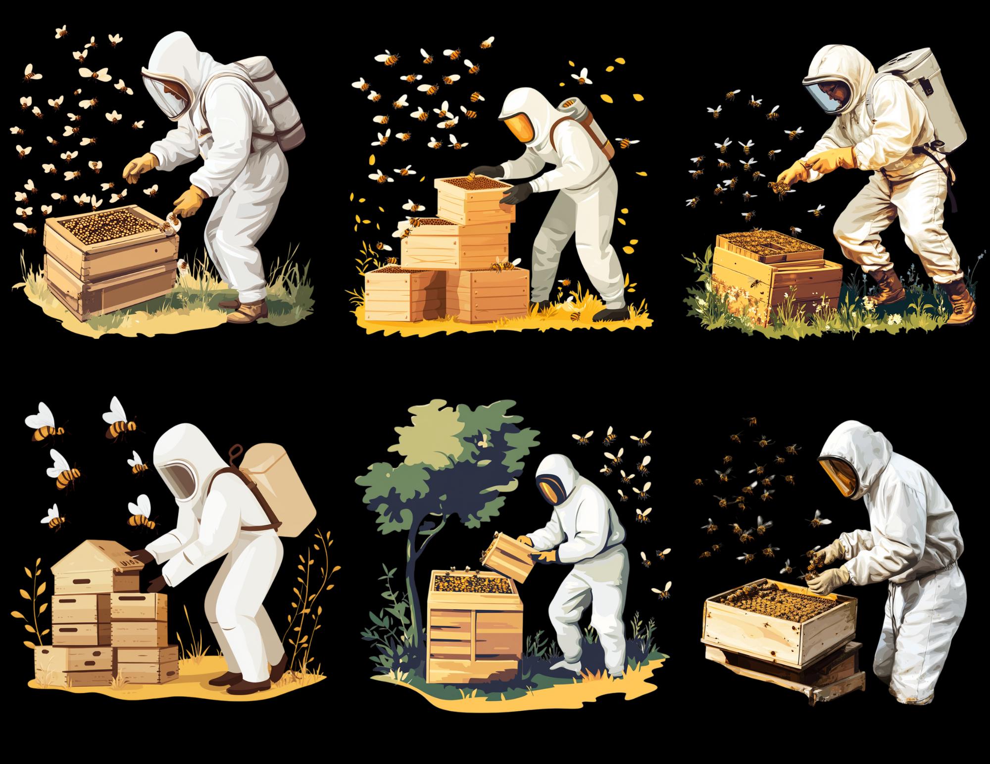 Beekeeper Clipart Bundle,digital Bee Hive,apiculture PNG for ...