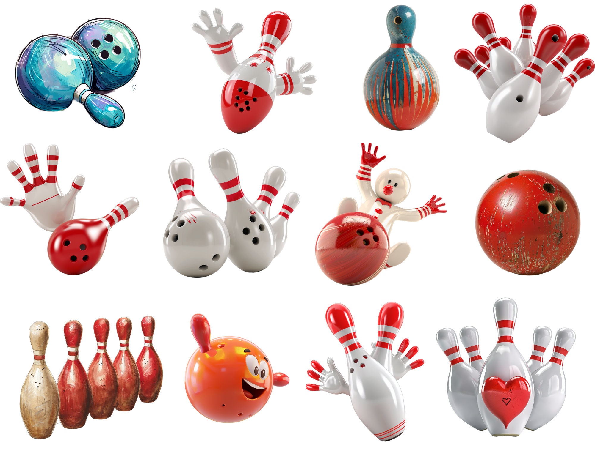 Clipart Bowling | Bowling PNG | Digital Print Bowling Decor ...
