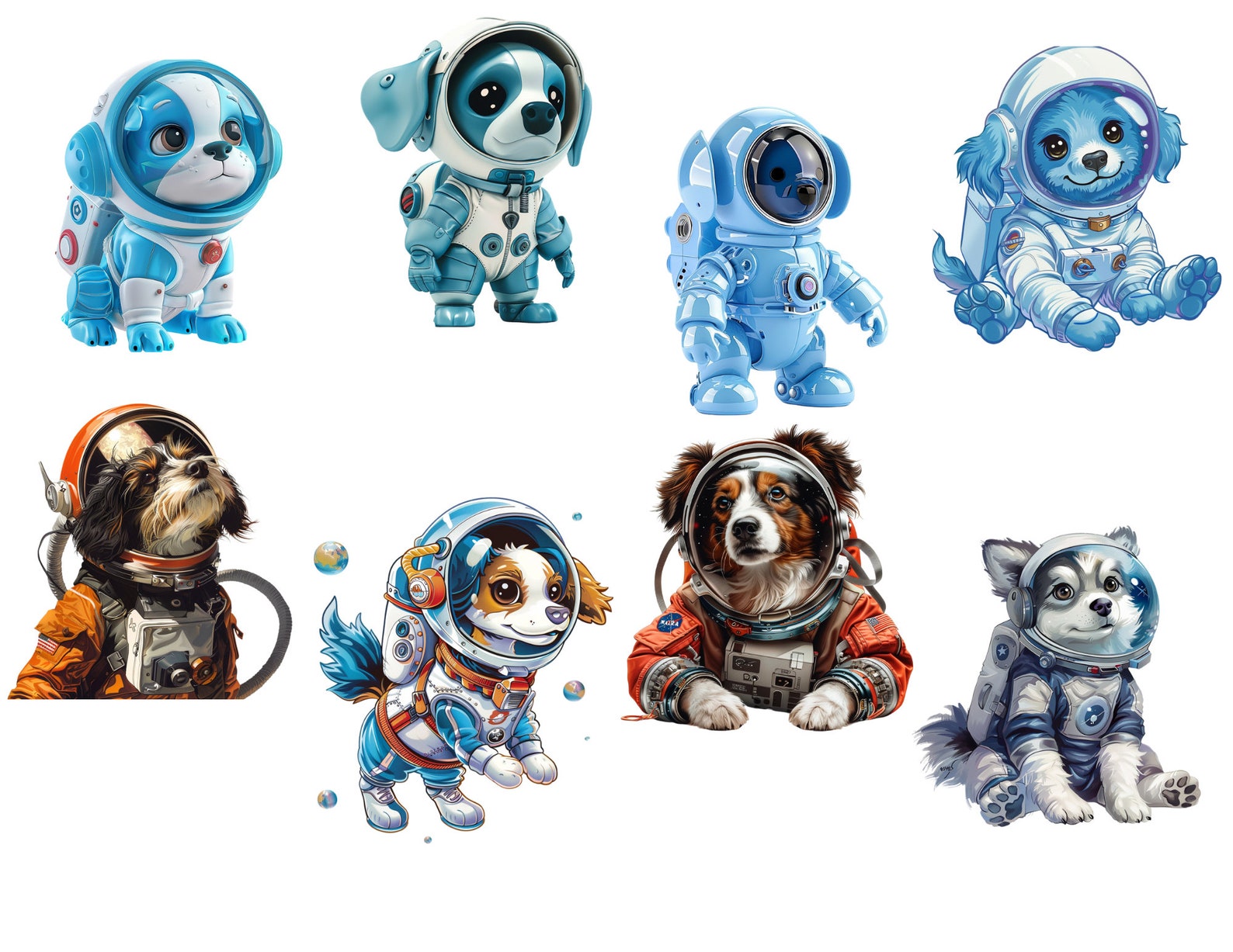 Clipart Pretty Astronaut Dogs | Digital Print Astronaut Dogs With Love ...