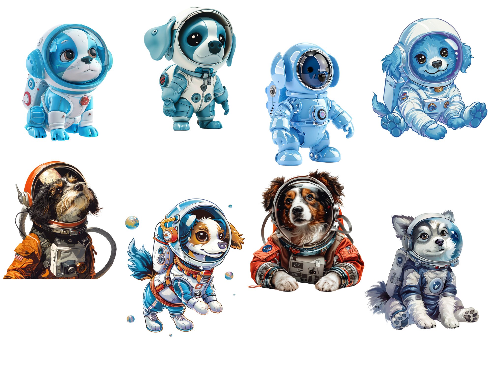 Clipart Pretty Astronaut Dogs | Digital Print Astronaut Dogs With Love ...