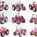 Clipart Pink Tractors, Tractors With Flowers 36 PNG, Digital Print Cute ...