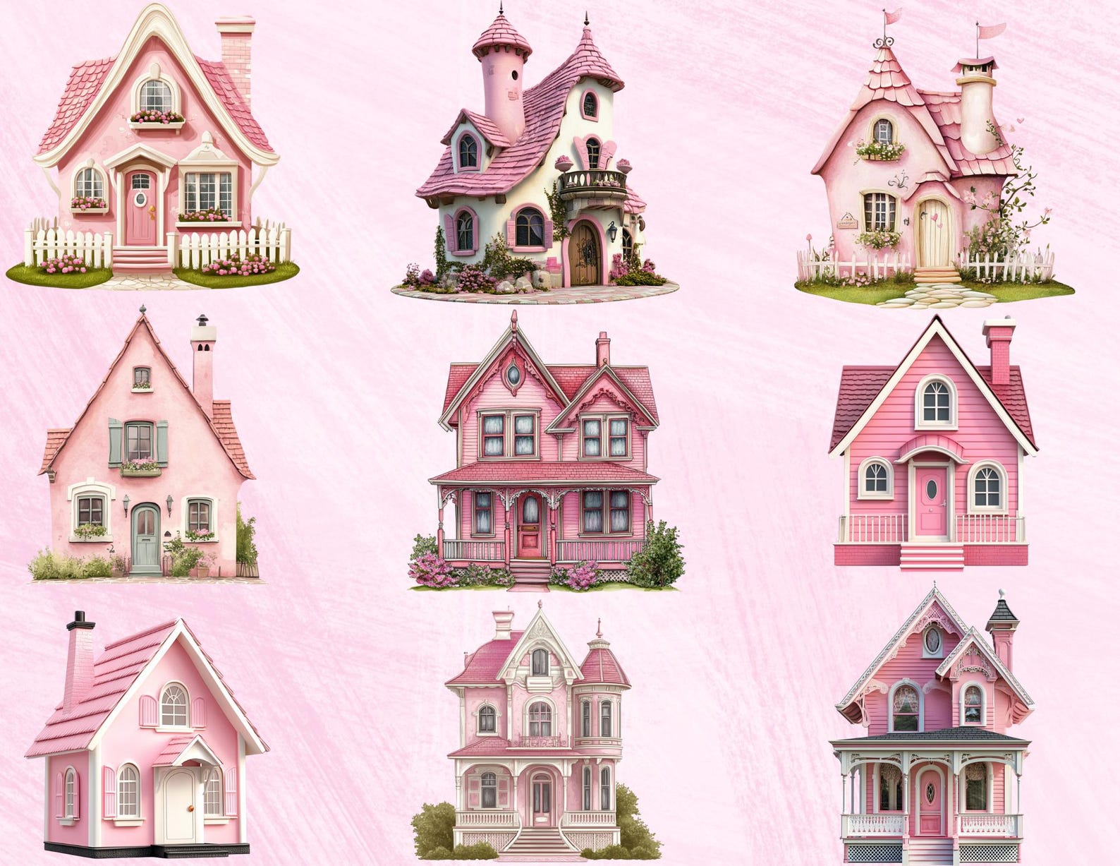 Pink House Clipart, Cute House PNG, Digital Print Pink House ...