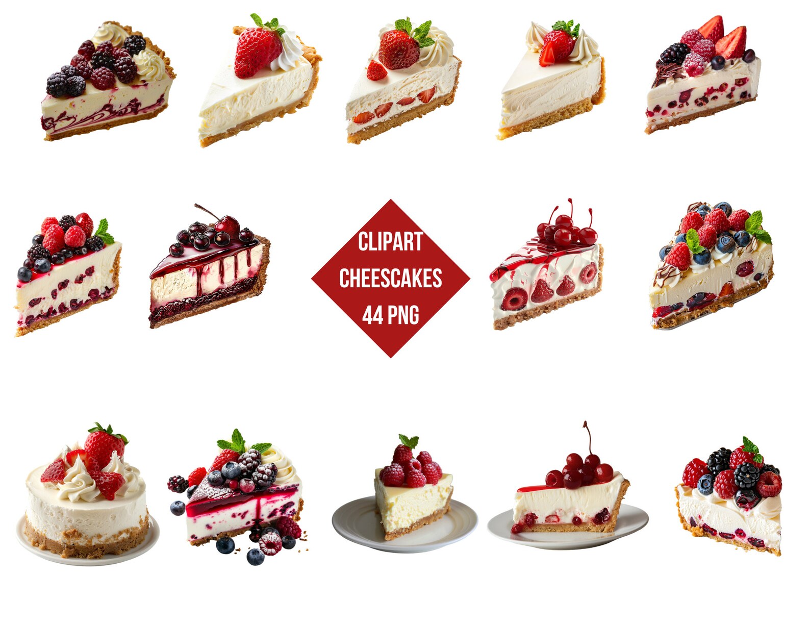 Cheesecakes Clipart Set 44 Pngs for Kitchen Designs and Creative ...