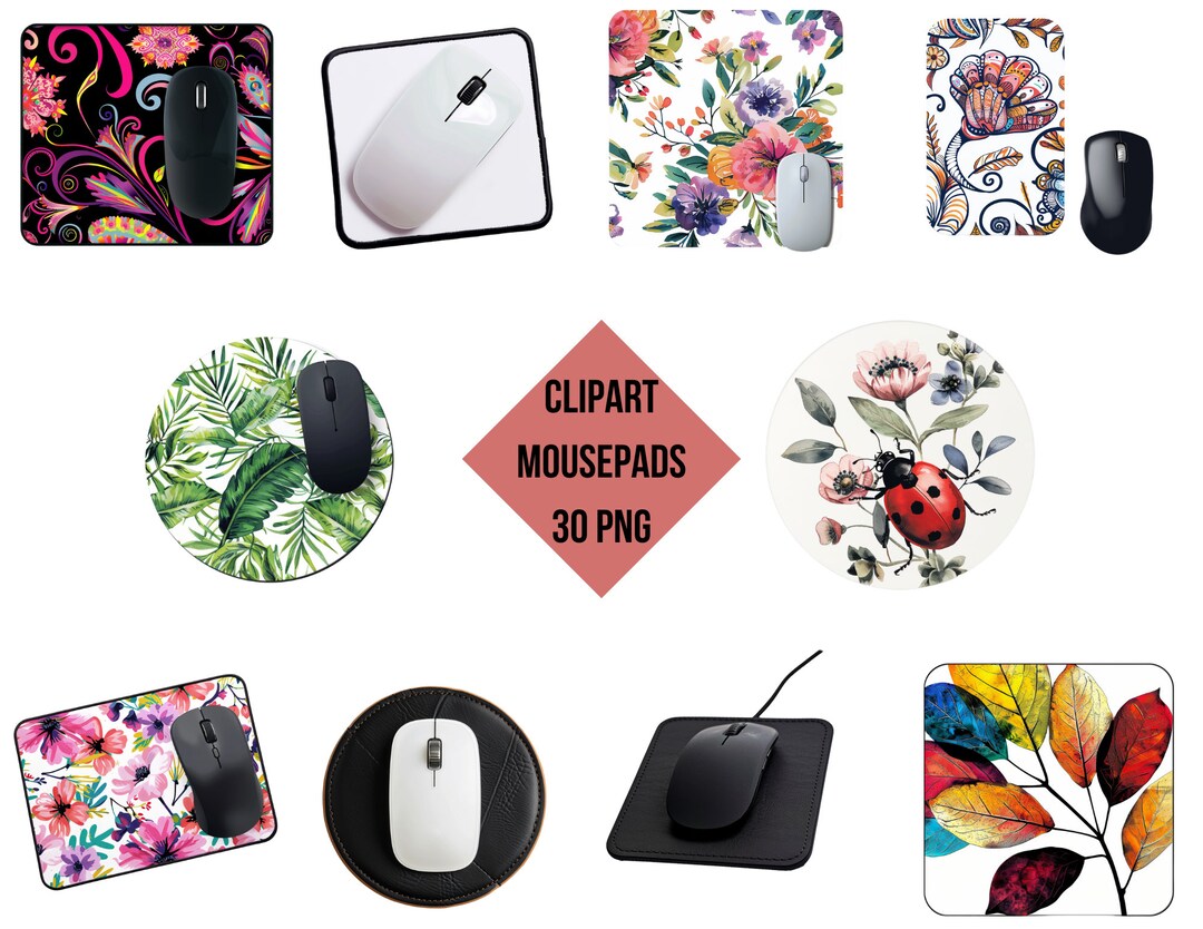 Clipart Decorative Mousepads Set | 30 PNG Images for Digital Projects ...