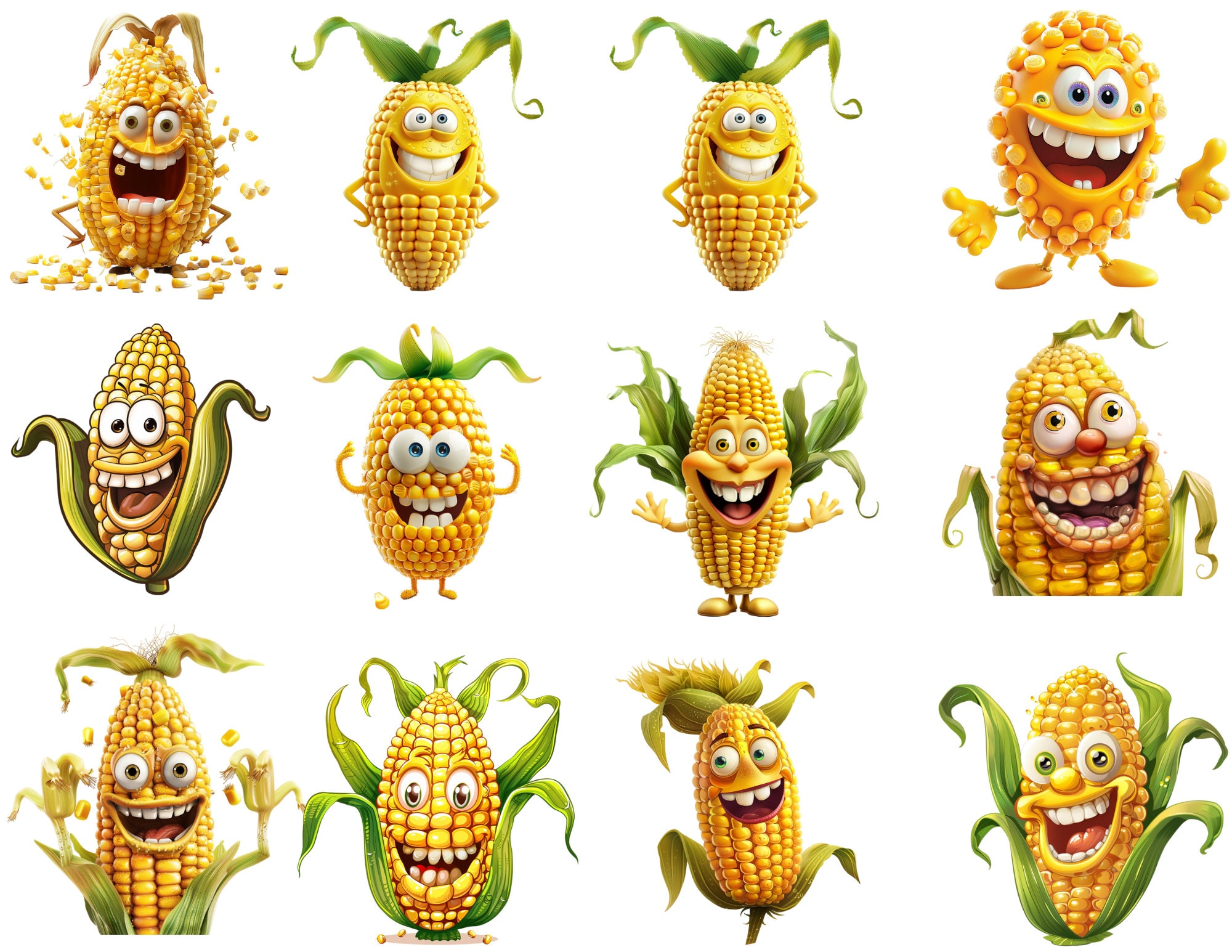 Clipart Funny Corns Set | Funny Corns 44 PNG | Digital Print Cute Corns ...