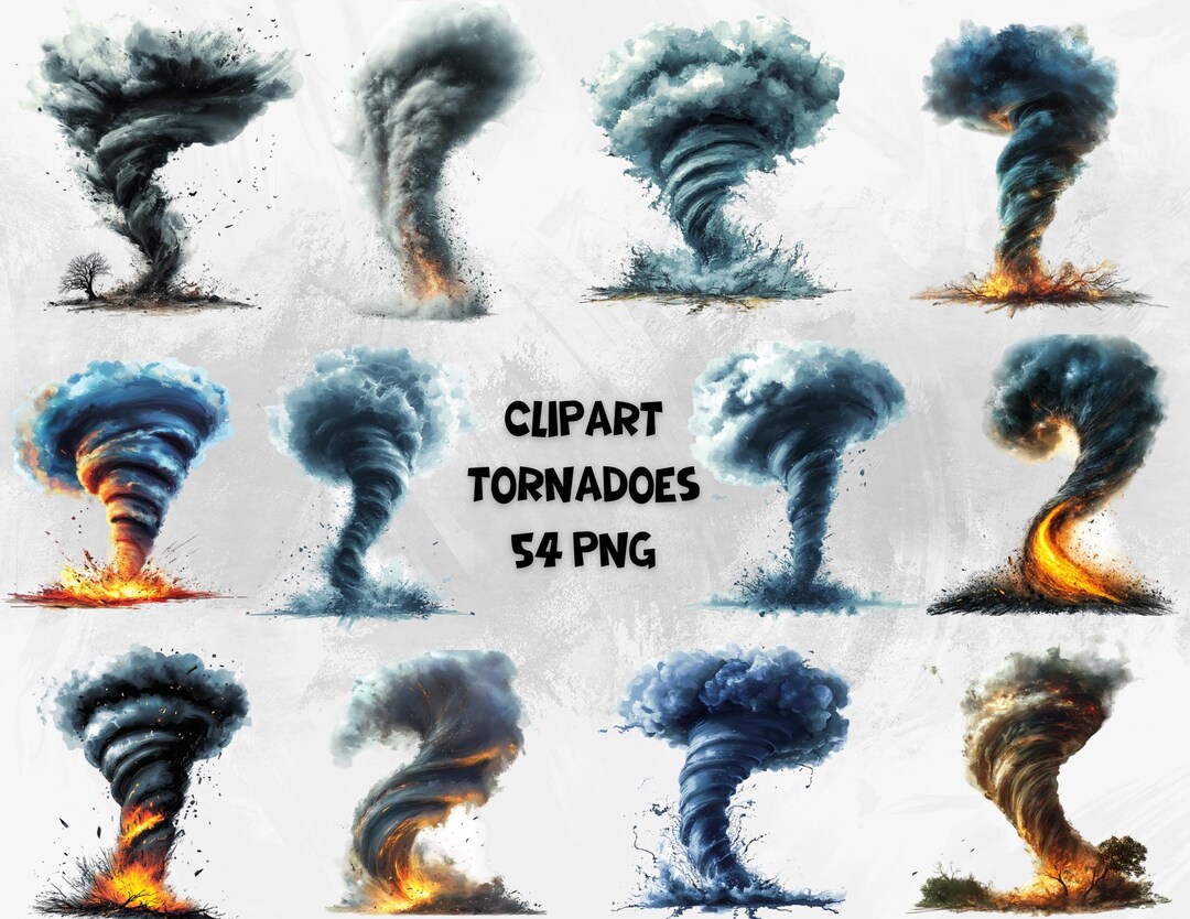 Tornado Clipart Bundle, Tornado Storm Illustration, Natural Disaster ...