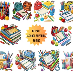 Clipart School Supplies | School Supplies PNG | Digital Print School ...