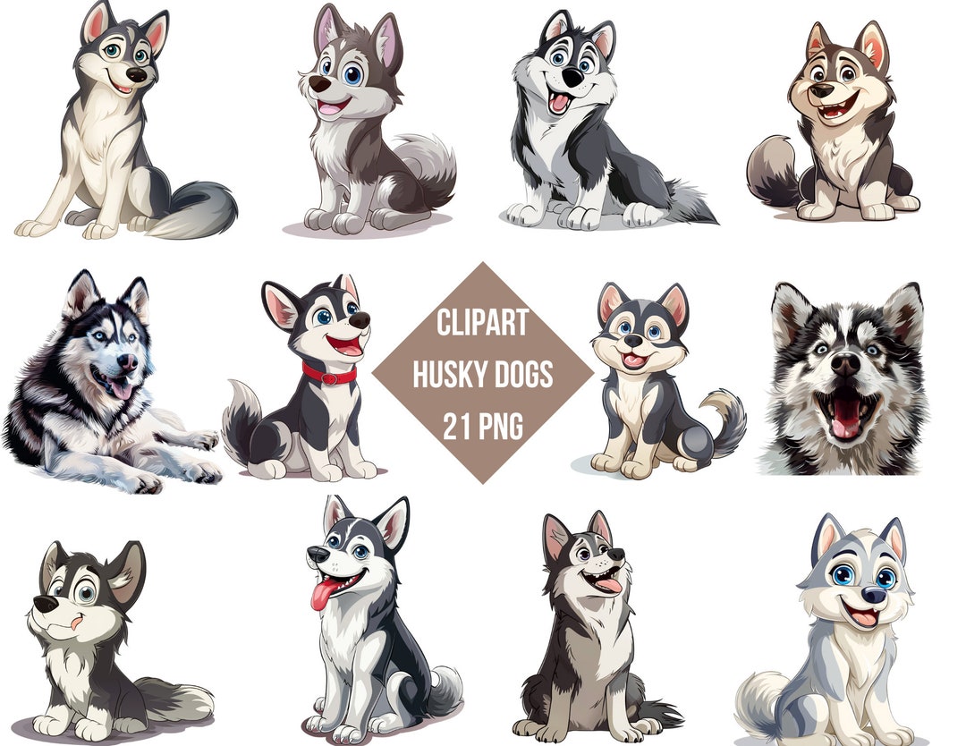 Husky Dogs Clipart | PNG Images for Digital Projects | Digital Print ...