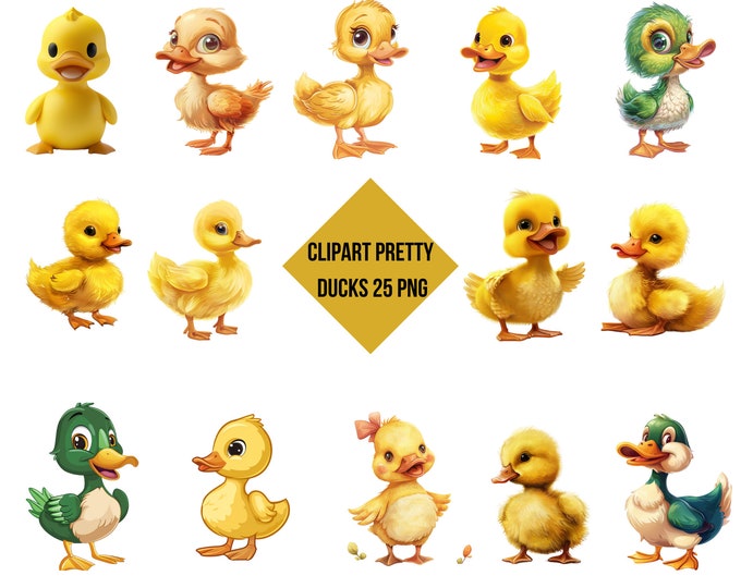 Ducks Clip Art, Cute Ducks Clipart, B'day Wall Art Decor, Printable ...