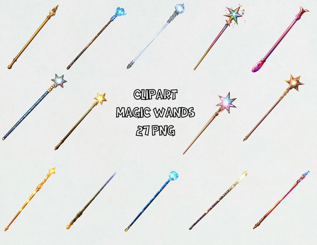 Clipart Magic Wands Set Magic Wands PNG Digital Print Magic Decor ...