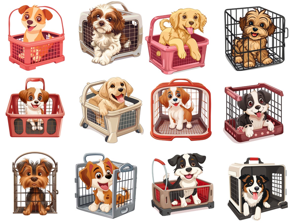 Clipart Dog Crates | Dog Crates PNG | Digital Print Dog Crates ...
